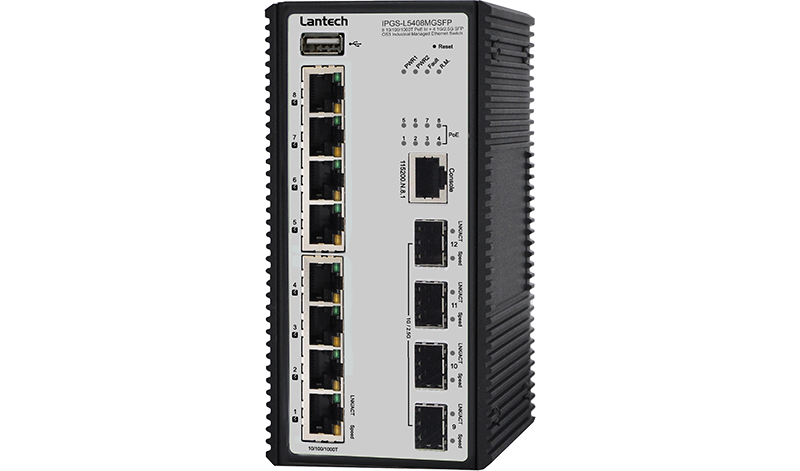 Lantech IPGS-L5408MGSFP-48V Endüstriyel Yönetilen OS3 Switch 48V